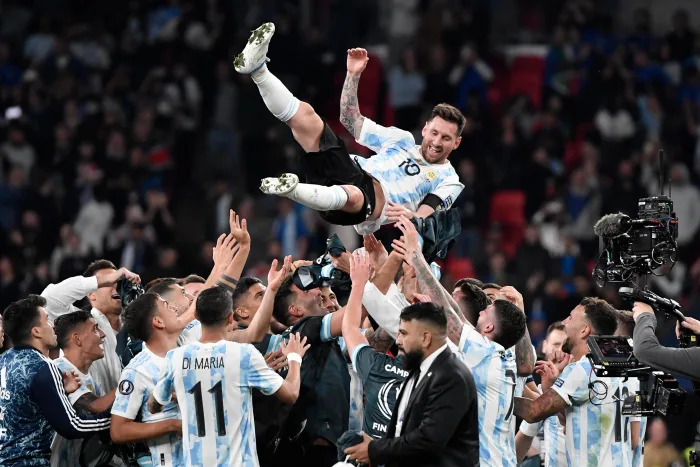 Finalissima MVP Lionel Messi Thrown Into Air By Argentina Teammates ...